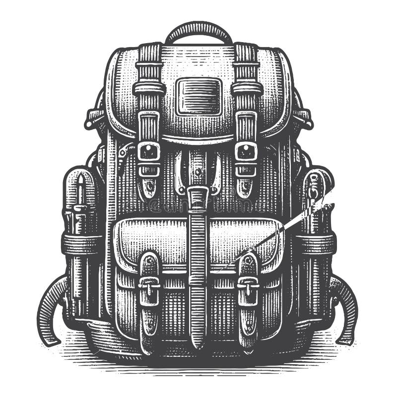 Simple Hiking Backpack Vintage Retro Logo Vector Design. Stock Vector ...