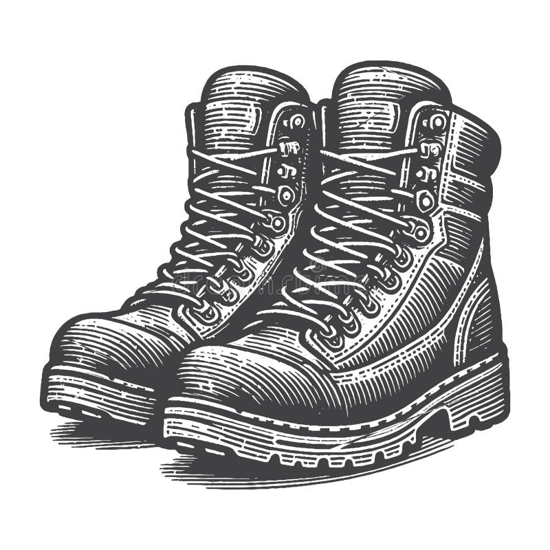 Simple Hiking Boots Vector Design – Vintage Logo and Retro Illustration ...