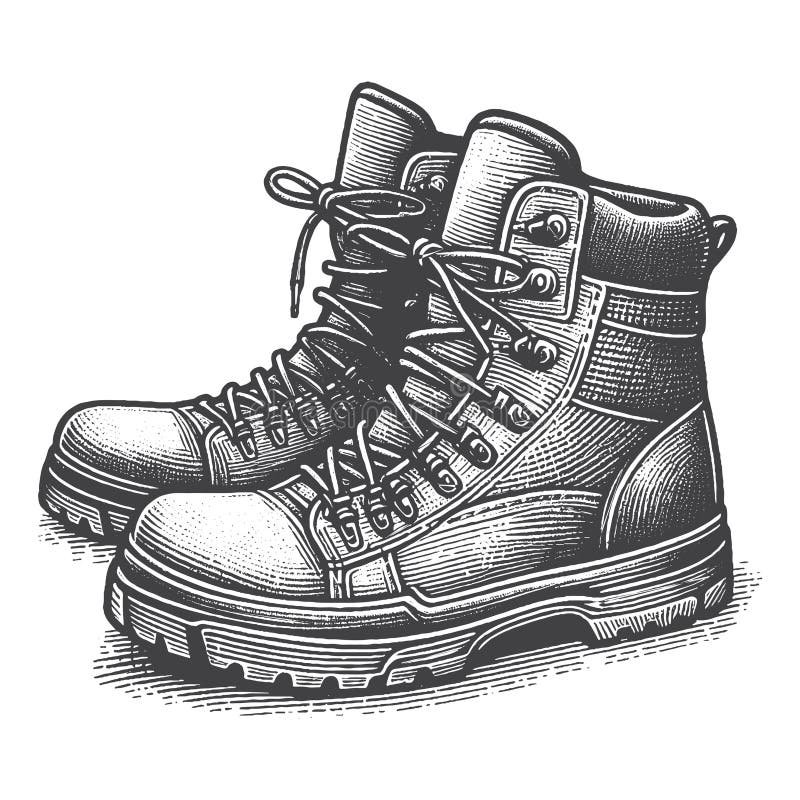 Simple Hiking Boots Vector Design Vintage Logo Retro Style Illustration ...