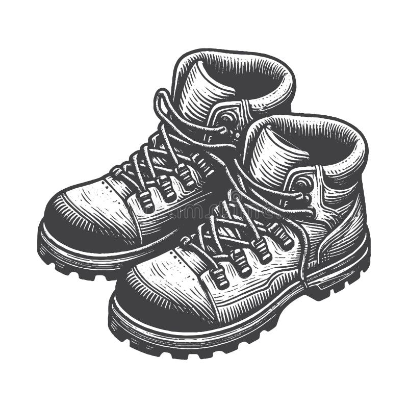 Simple Hiking Boots Vector Design Vintage Style Logo Classic Outdoor ...