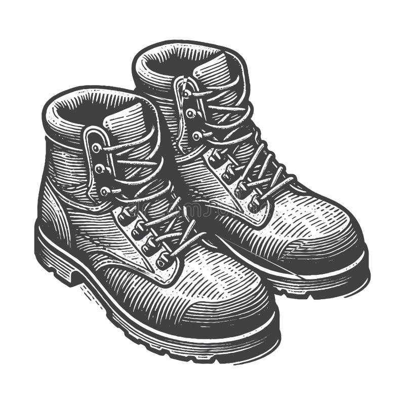 Simple Hiking Boots Vector Design Vintage Logo and Retro Illustration ...