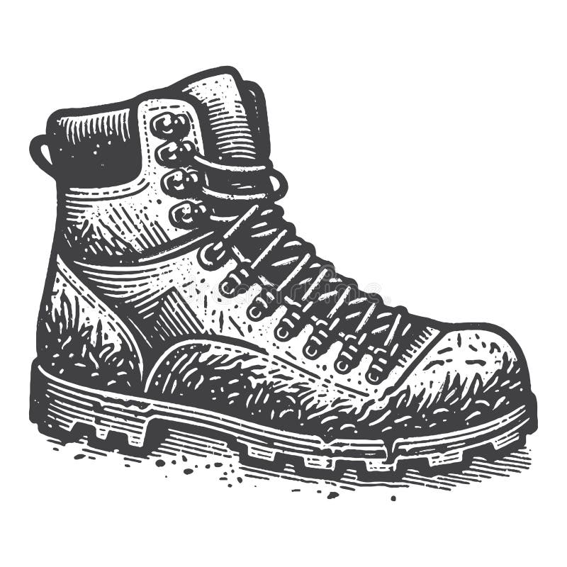 Simple Hiking Boots Vector Design Vintage Logo Retro Illustration ...