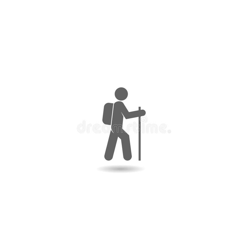 Simple Hiking Icon with Shadow Stock Vector - Illustration of label ...