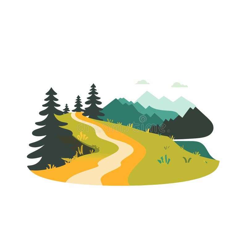 Simple a Hiking Trail Leading To a Scenic Overlook. Vector Stock ...