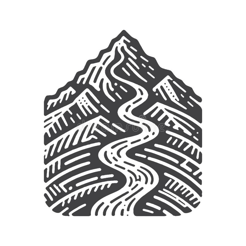 Simple Hiking Trail Mountain Ridge Vintage Retro Design. Stock Vector ...