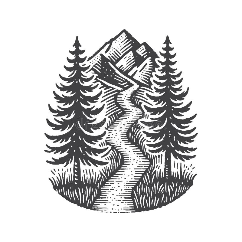Simple Hiking Trail Vector Vintage Retro Logo Illustration Design ...