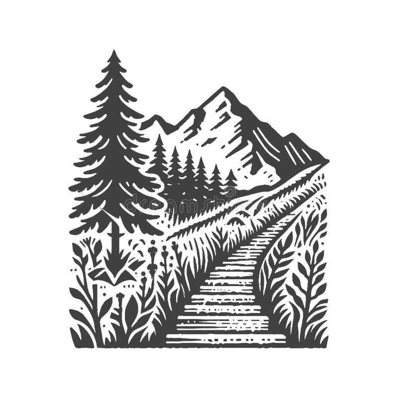 Simple Hiking Trail Vintage Logo Retro Vector Design. Stock Vector ...