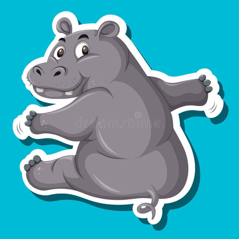 A Simple Hippopotamus Sticker Stock Vector - Illustration of cartoon ...