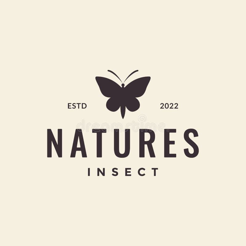 Simple Hipster Butterfly Logo Design Stock Vector - Illustration of ...