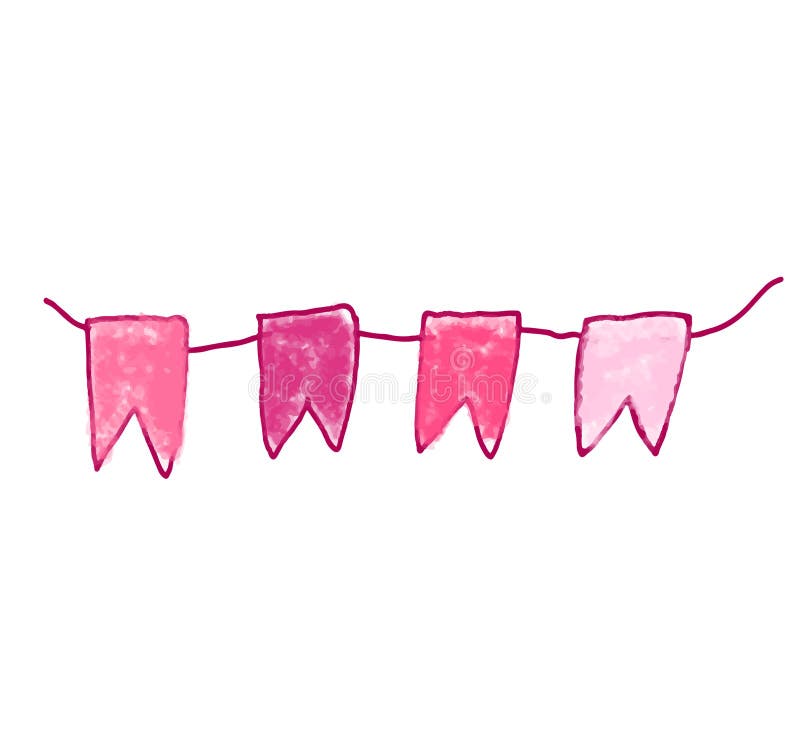 Simple Holiday Garlands Flags Vector Flags Pink Pencil Drawing Stock ...