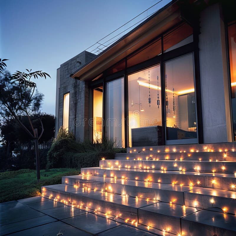 Simple Holiday Lights in a Modern Home. Stock Illustration ...