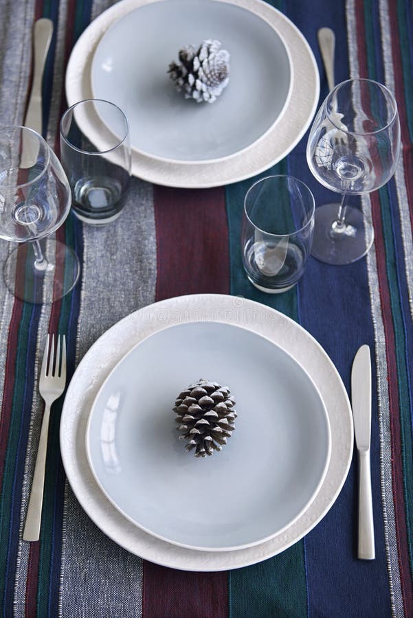 Simple Holiday Table Setting Stock Photo - Image of cutlery, still ...