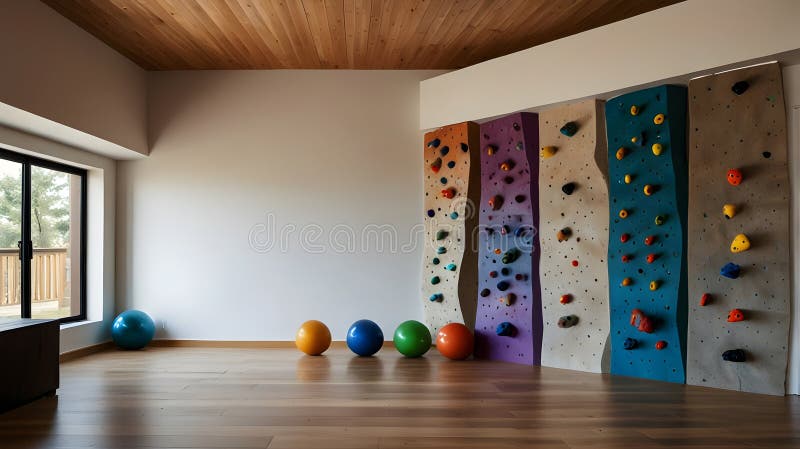 Simple Home Bouldering Wall with Colorful Holds Stock Illustration ...