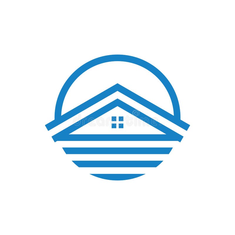 Simple Home and Lake Logo Design Stock Illustration - Illustration of ...