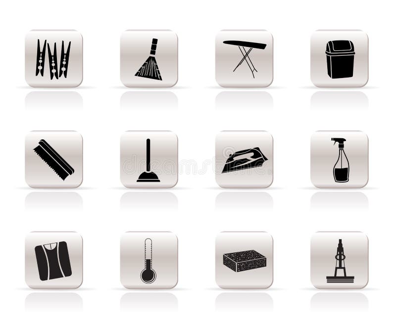 Simple Home Objects and Tools Icons Stock Vector - Illustration of ...