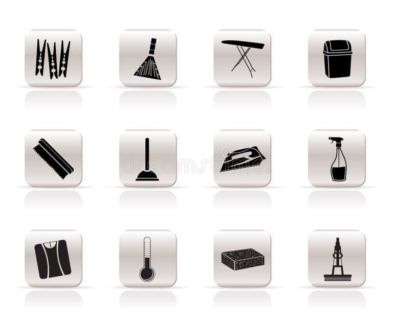 Simple Home Objects and Tools Icons Stock Vector - Illustration of ...