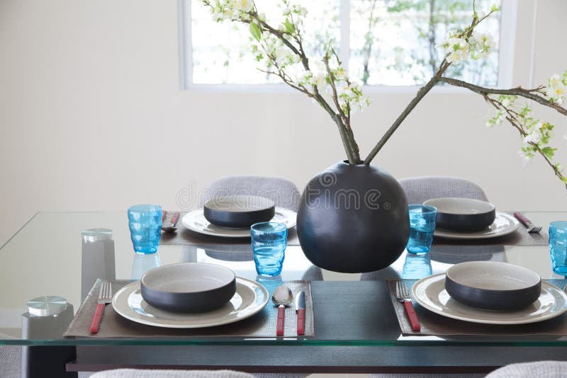 Simple home table setting stock image. Image of clean - 95602383