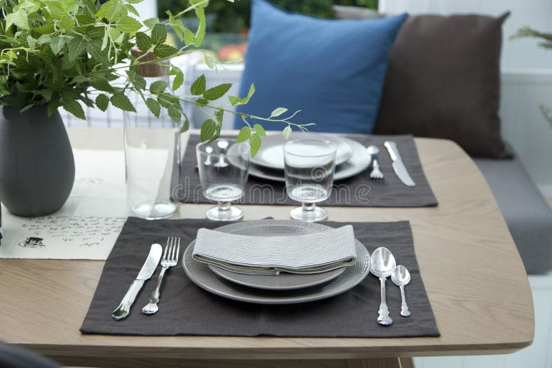 Simple home table setting stock photo. Image of elegant - 95602452