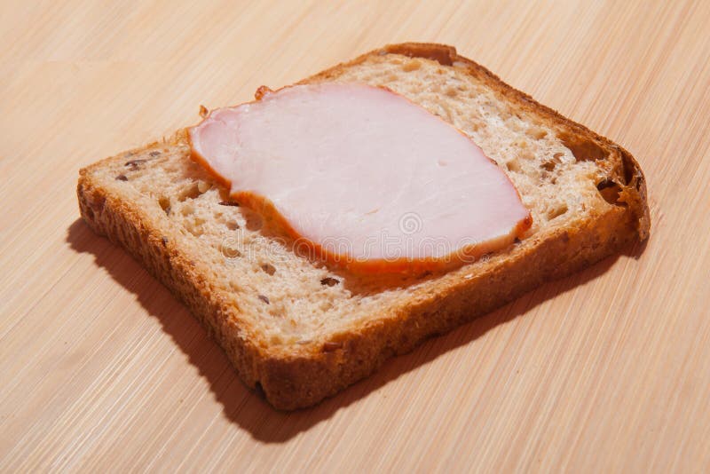 A Simple Homemade Sandwich. Bread and Ham Stock Image - Image of board ...