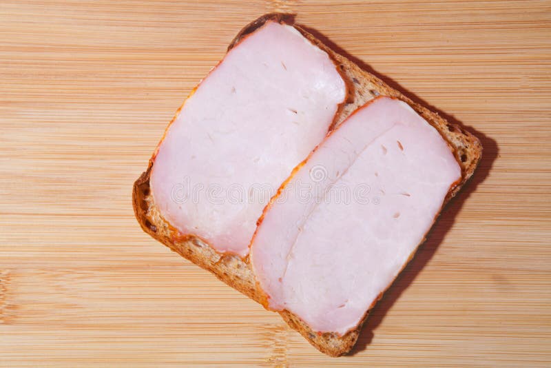A Simple Homemade Sandwich. Bread and Ham Stock Image - Image of ...