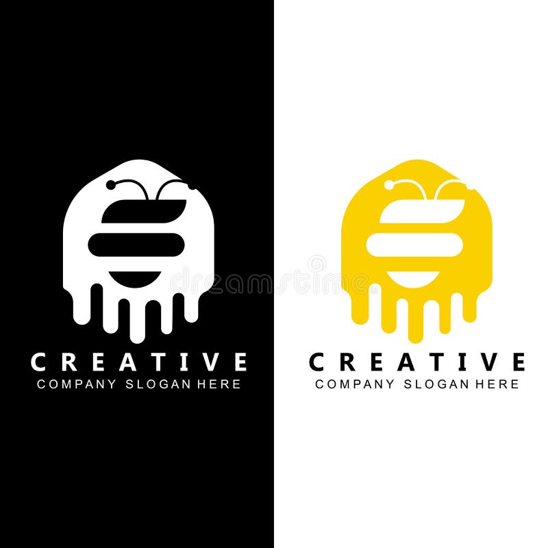Simple Honey Bee Free Icon Vector Logo Stock Vector - Illustration of ...