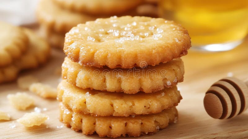 Simple Honey Cookies Close-up of Stack of Delicious Sugar-crystal ...
