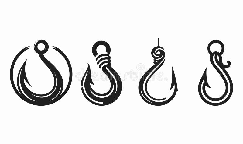 Simple Hook Icon Silhouette Set Vector Stock Vector - Illustration of ...