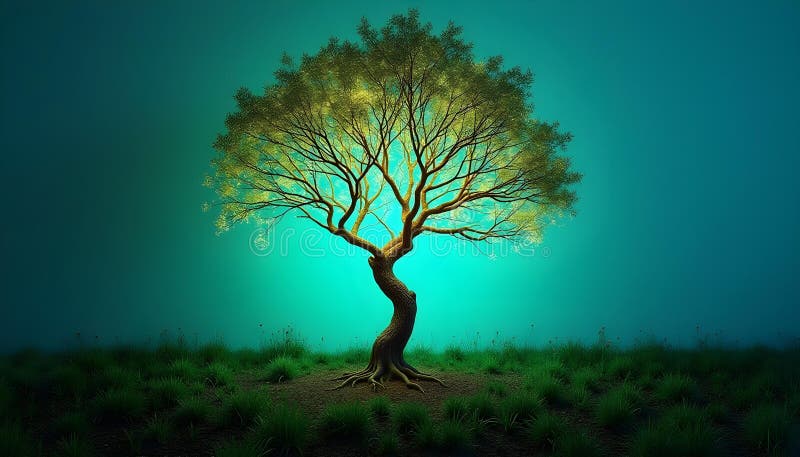 Simple Horizontal Border Showcasing a Single Beautifully Decorated Tree ...