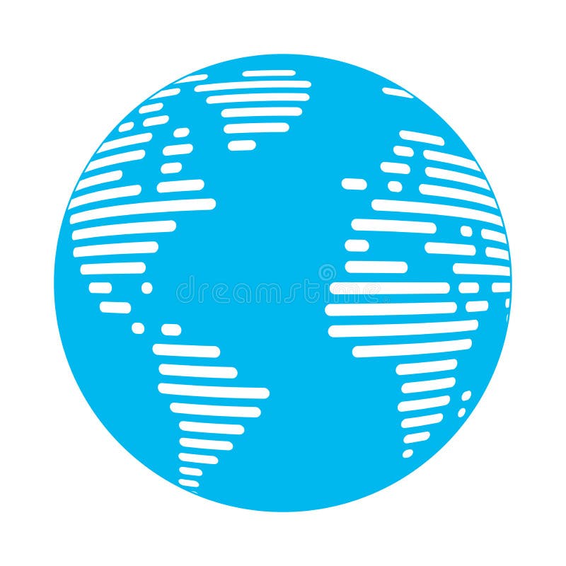 Simple Horizontal Line Map of the World, Sphere Map, Vector Stock ...