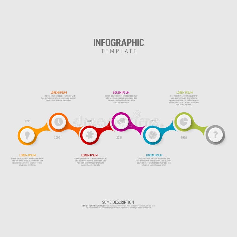 Simple Horizontal Timeline Template with Light Buttons on Flat Color ...