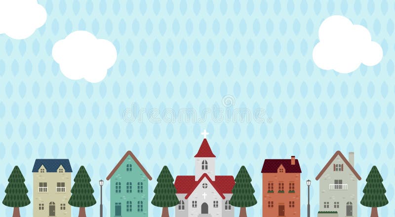 Simple Horizontal Townscape Vector Banner Illustration Stock Vector ...