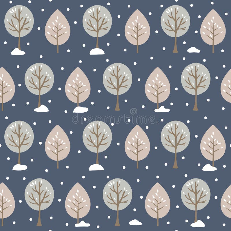 Simple Horizontal Winter Tree Vector Repeat Pattern Night Stock ...