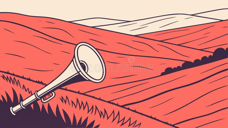 Simple Horn in Minimalist Desert Landscape Vector, Vector Design ...