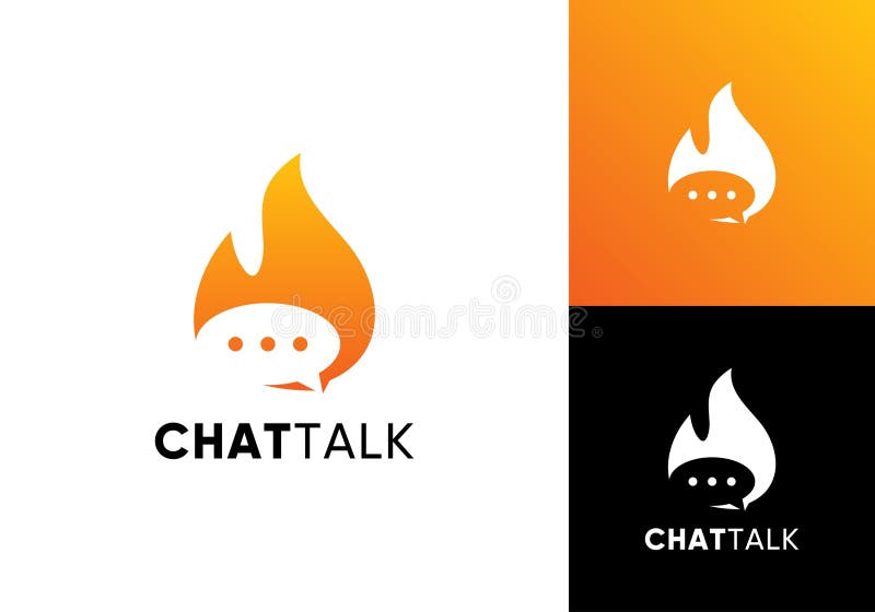 Simple Hot Chat Logo. Fire and Talk Online Communication Design Vector ...