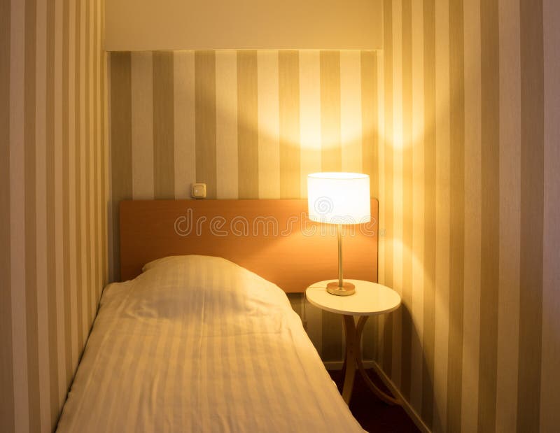 Simple Hotel Room, Single Bed Stock Photo - Image of wide, room: 88882128