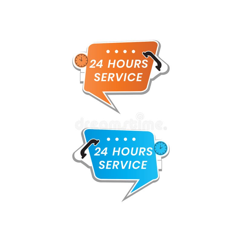 Simple 24 Hour Service Icon Stock Vector - Illustration of dial ...