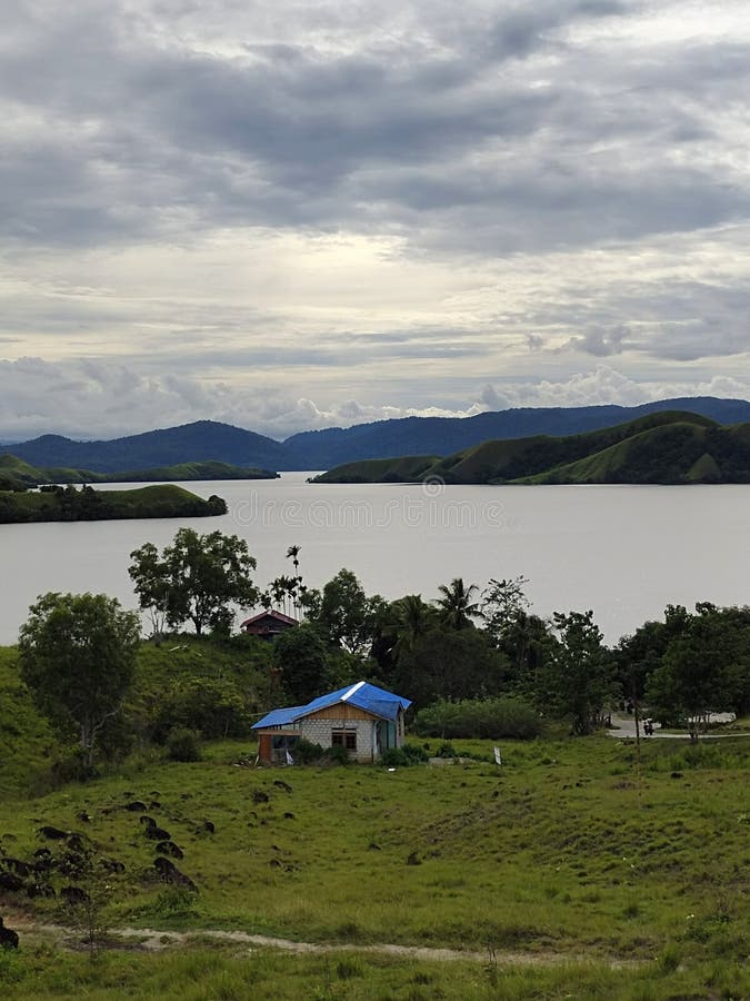 Simple House with a Beautiful View of the Lake Stock Photo - Image of ...