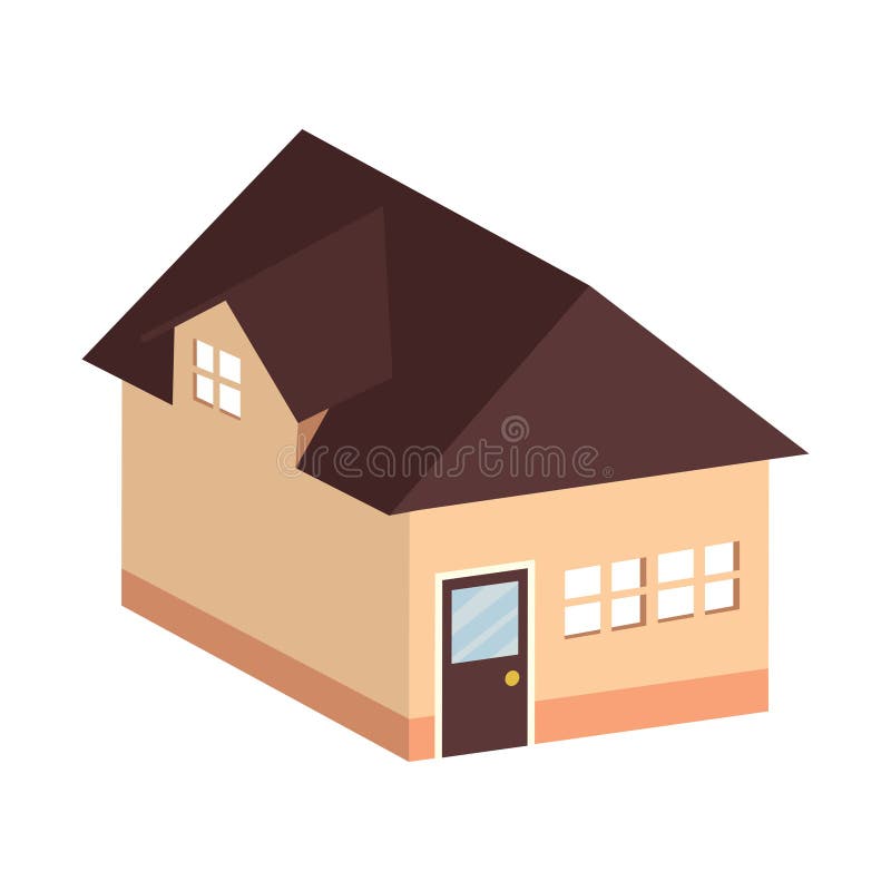 Simple House with Colored Roof. Vector Stock Vector - Illustration of ...