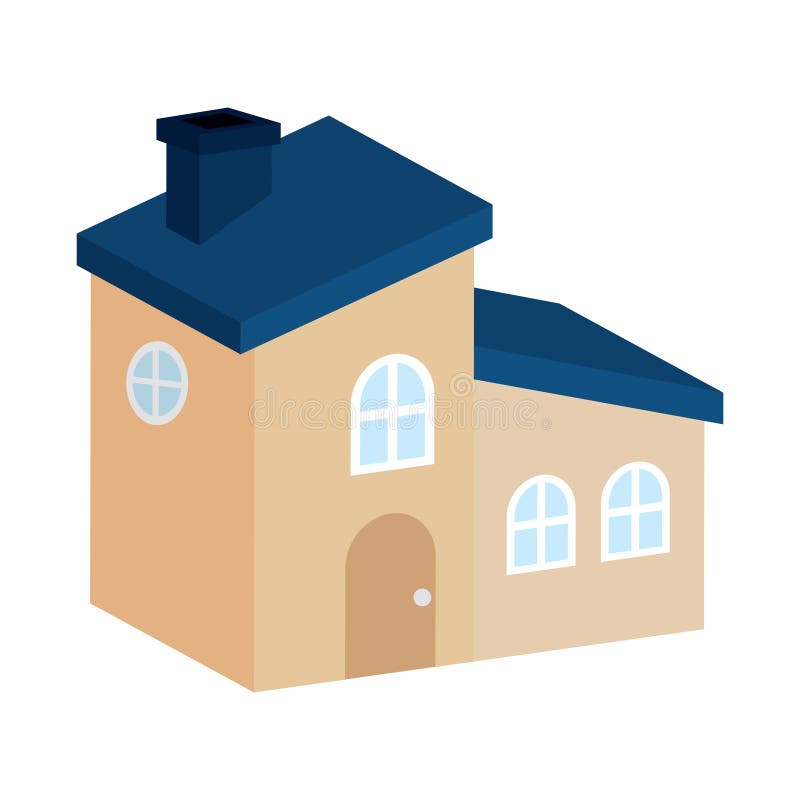 Simple House with Colored Roof. Vector Stock Illustration ...