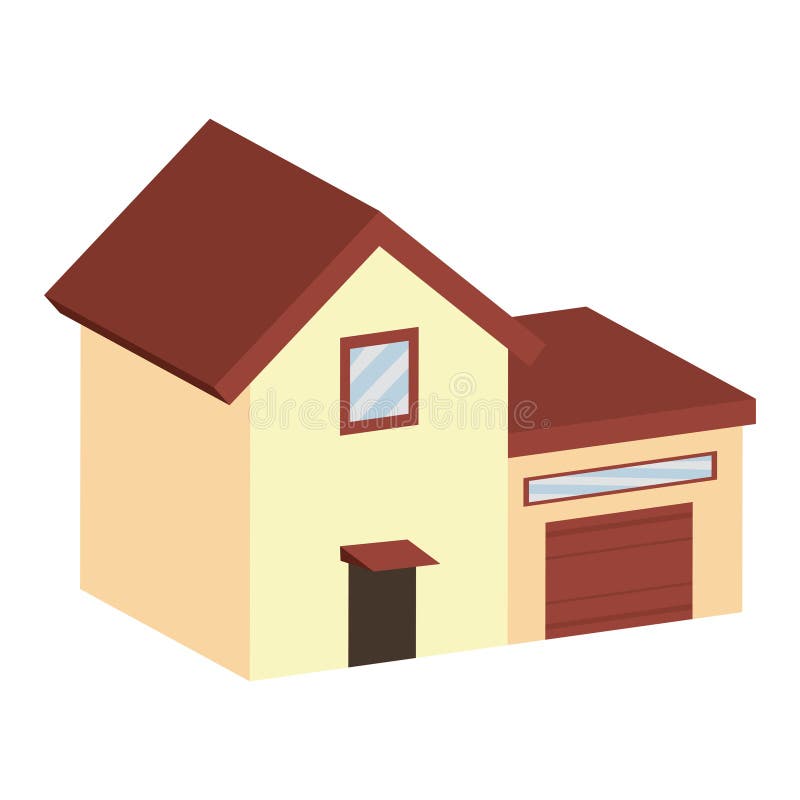 Simple House with Colored Roof. Vector Stock Illustration ...