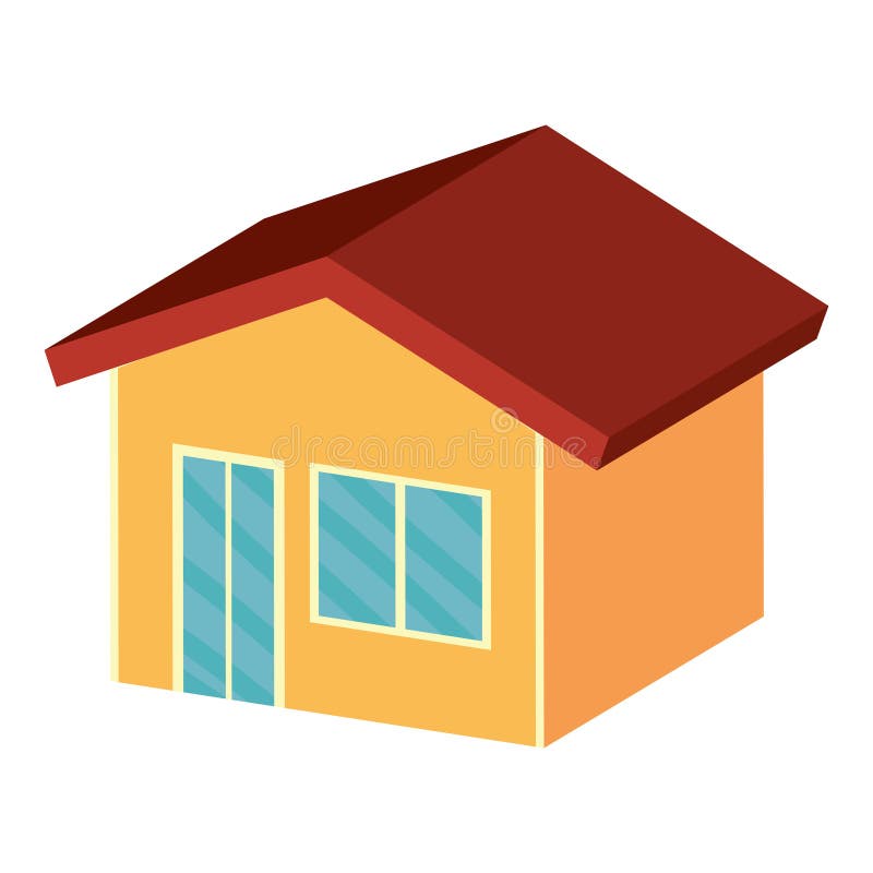 Simple House with Colored Roof. Vector Stock Vector - Illustration of ...