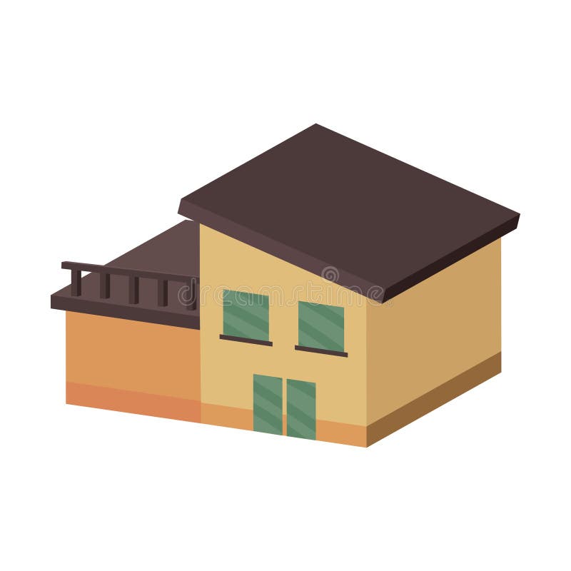 Simple House with Colored Roof. Vector Stock Illustration ...