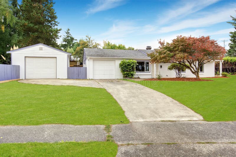 Simple House Exterior in White Color Stock Image - Image of home ...