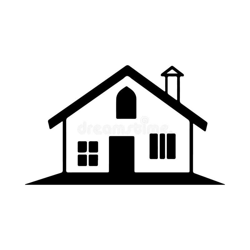 Simple House Icon Black and White Stock Vector - Illustration of estate ...