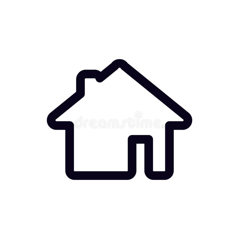 Simple House Icon with Minimalist Design and Bold Outline in Monochrome ...