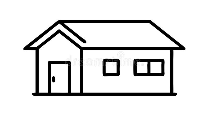 Simple House Icon with Windows and Door for Home or Property , Vector ...