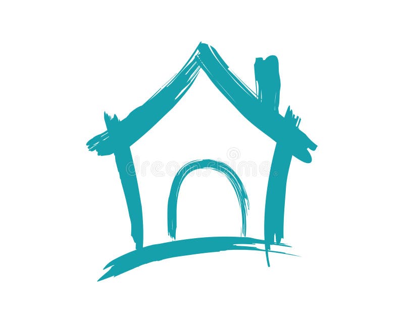 Simple House Illustration Visualized with Brush Strokes and Simple ...