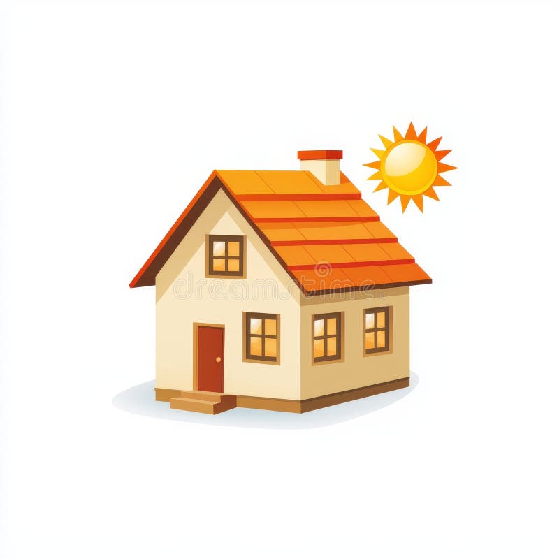 A Simple House Logo with a Sun Rising Behind it, Representing a Warm ...