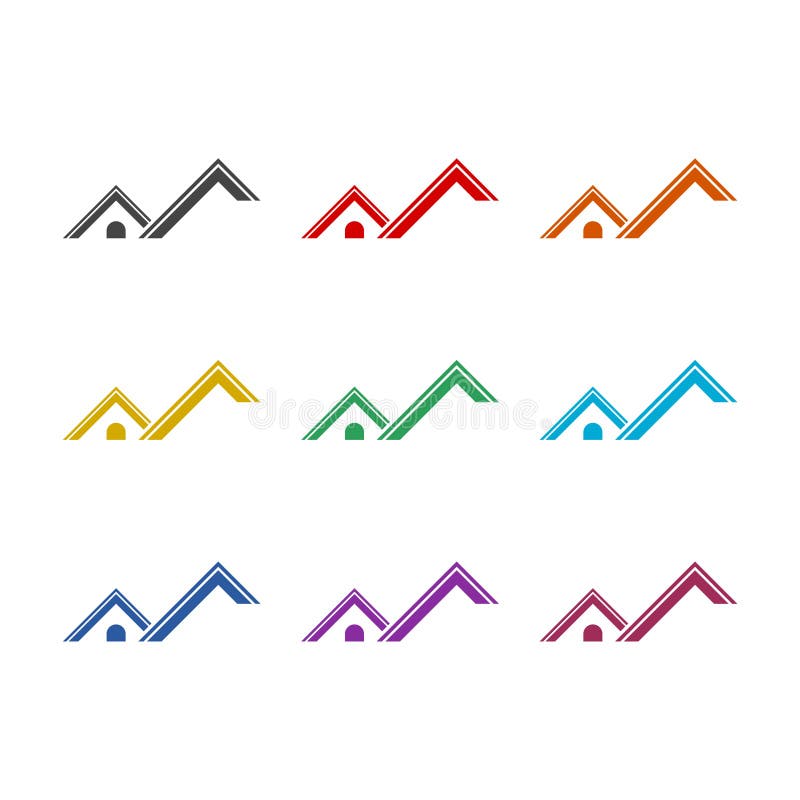 Simple House Roof Icon, Color Set Stock Vector - Illustration of estate ...