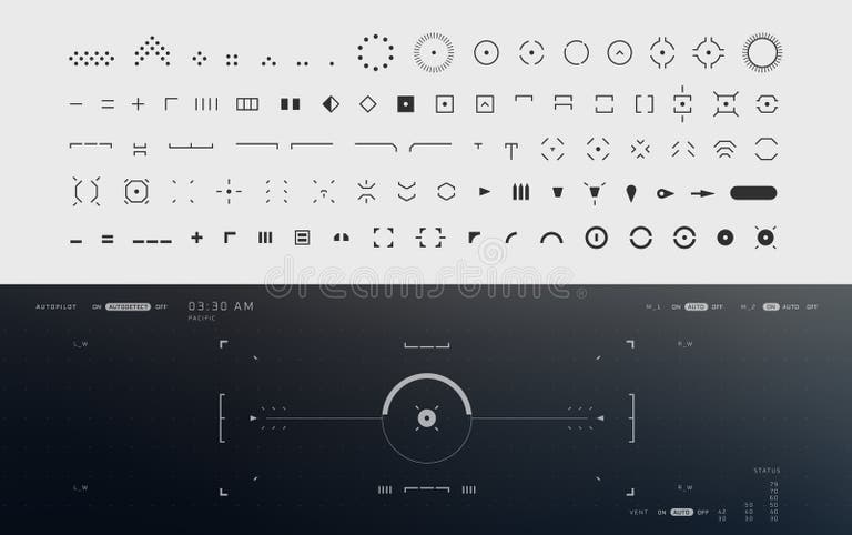 Simple HUD UI Elements Vector Set. Elegant, Sleek, Futuristic Stock ...